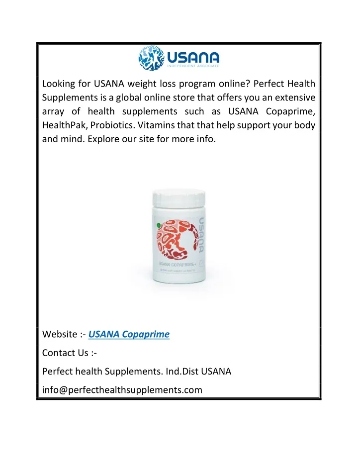 PPT - USANA Copaprime Perfecthealthsupplements.com PowerPoint ...