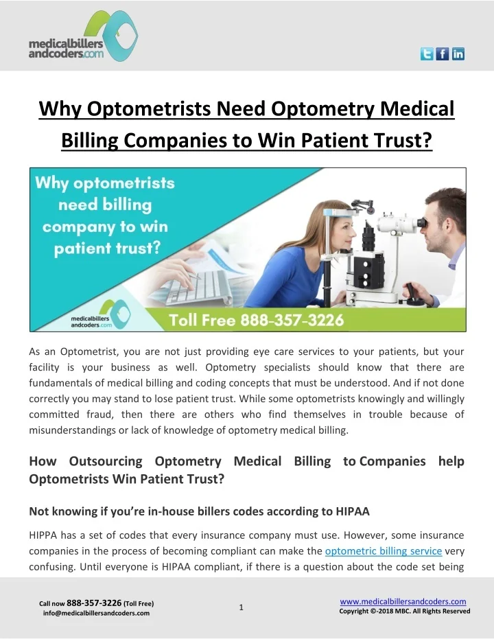 PPT - Why Optometrists Need Optometry Medical Billing Companies to Win ...