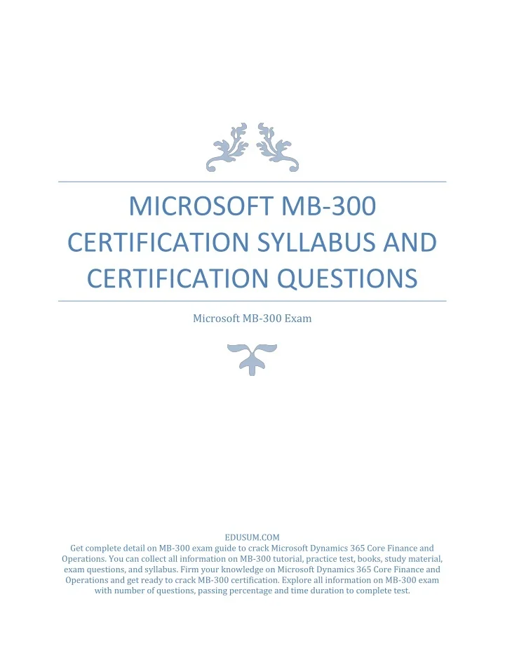 PPT - Microsoft MB-300 Certification Syllabus and Certification ...