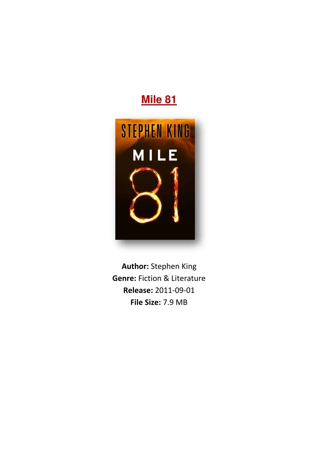 PPT - [PDF] Free Download Mile 81 By Stephen King PowerPoint ...