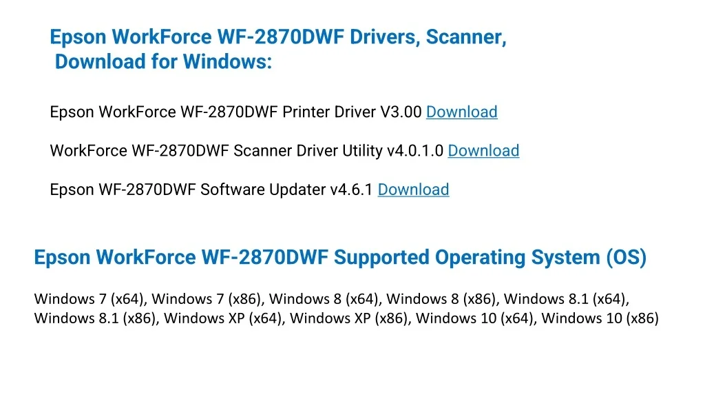 PPT - Download Epson WorkForce WF-2870DWF Drivers Support Care ...