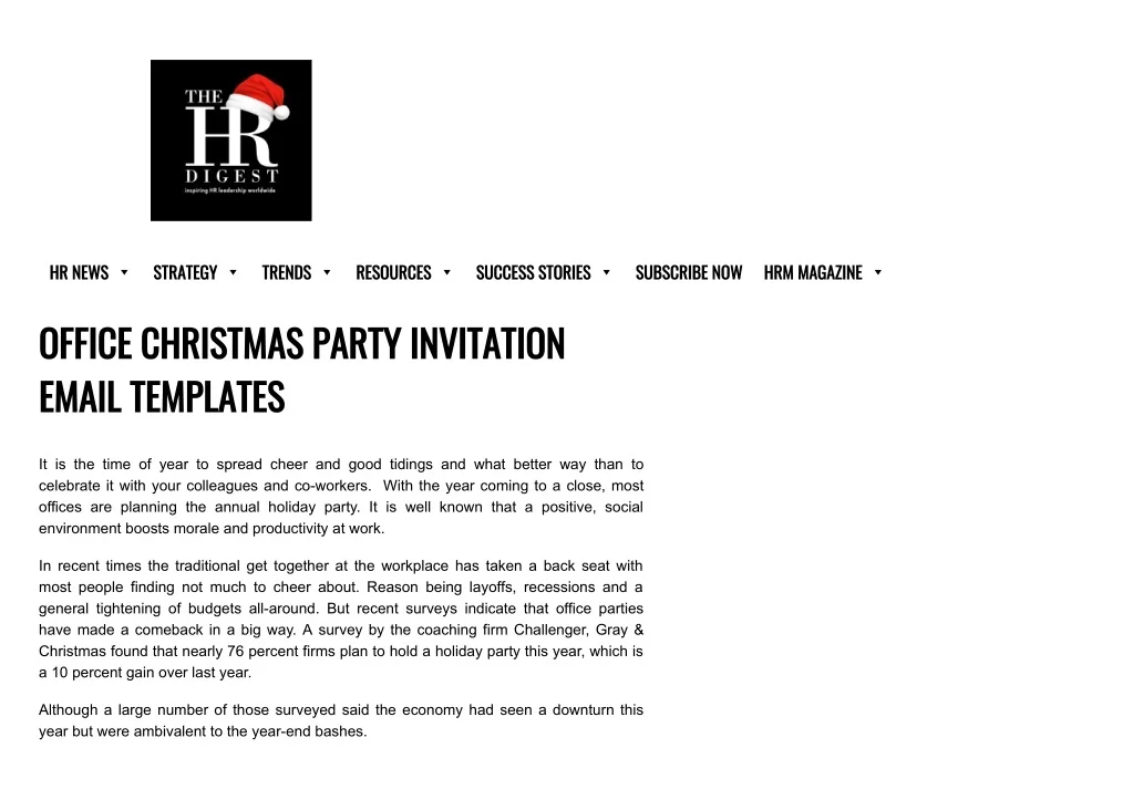 PPT - Email Templates for Corporate Holiday Parties PowerPoint ...