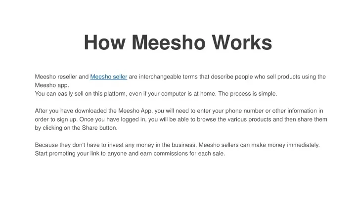 PPT - How Meesho Works PowerPoint Presentation, free download - ID:11037960