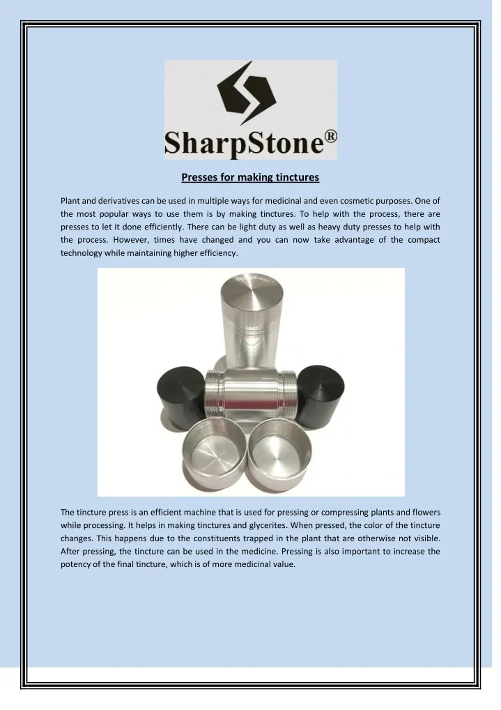 PPT - Presses for making tinctures PowerPoint Presentation, free ...