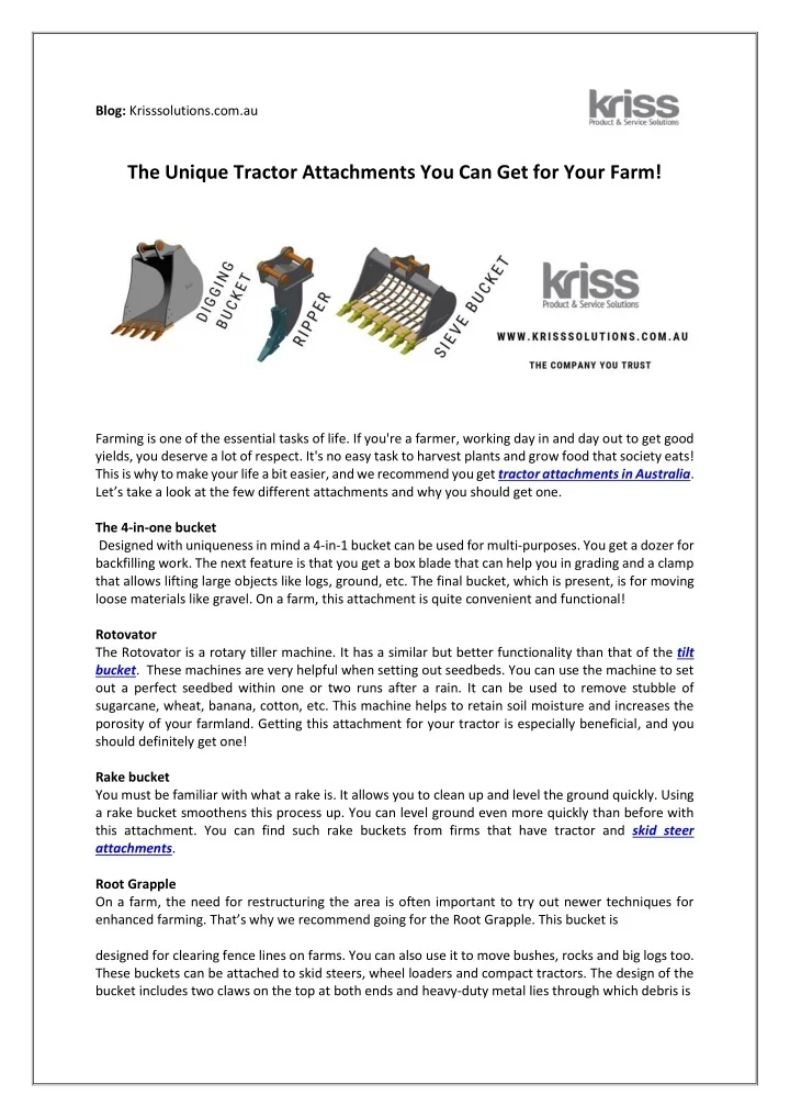 PPT - The Unique Tractor Attachments You Can Get For Your Farm ...