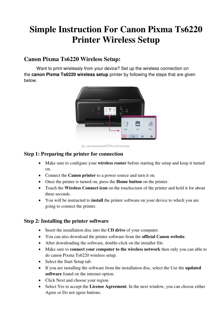 PPT - Simple Instruction For Canon Pixma Ts6220 Printer Wireless Setup ...