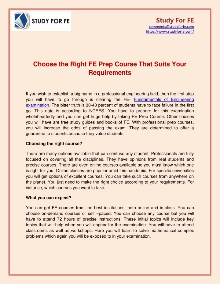 PPT - Choose the Right FE Prep Course That Suits Your Requirements ...