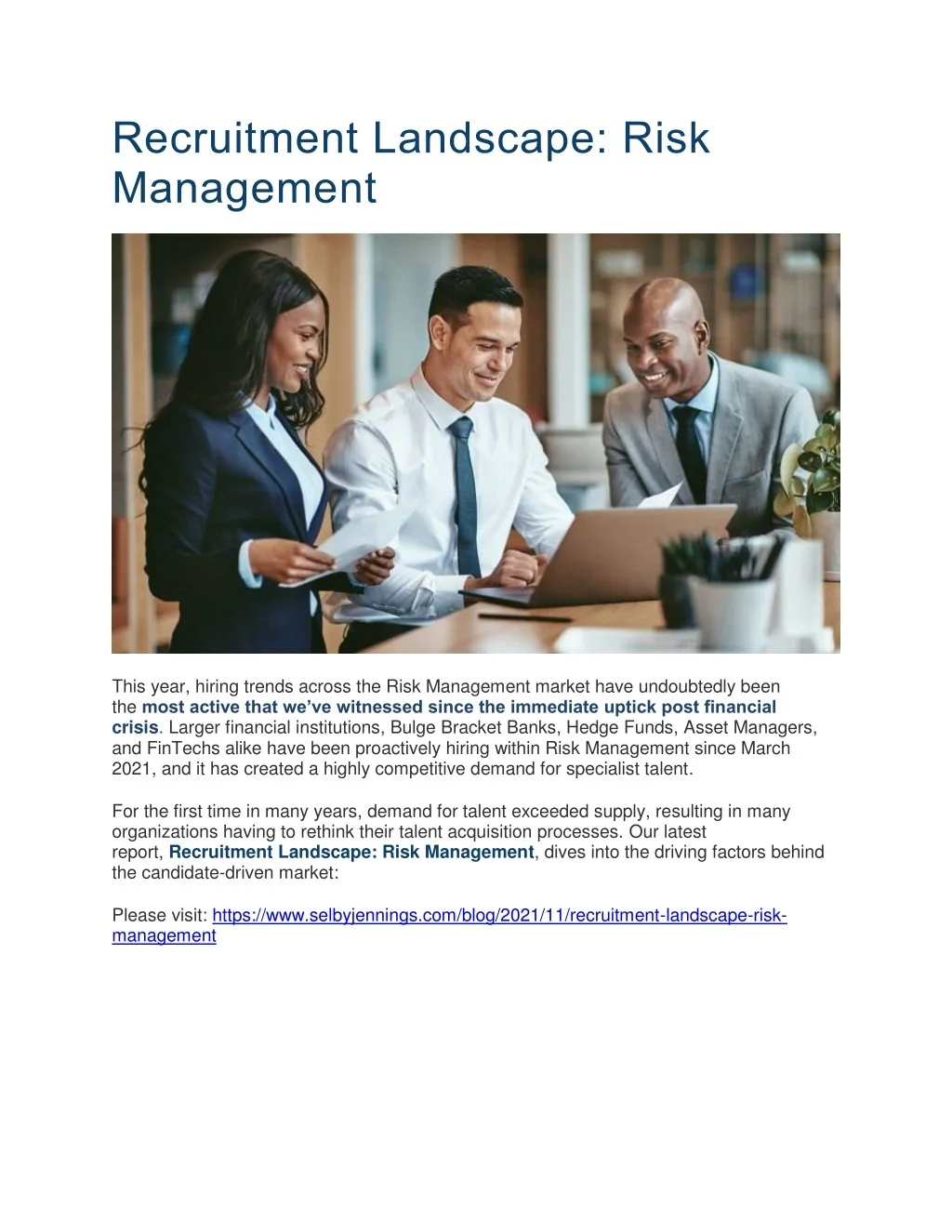 PPT - Recruitment Landscape Risk Management - Selby Jennings PowerPoint ...