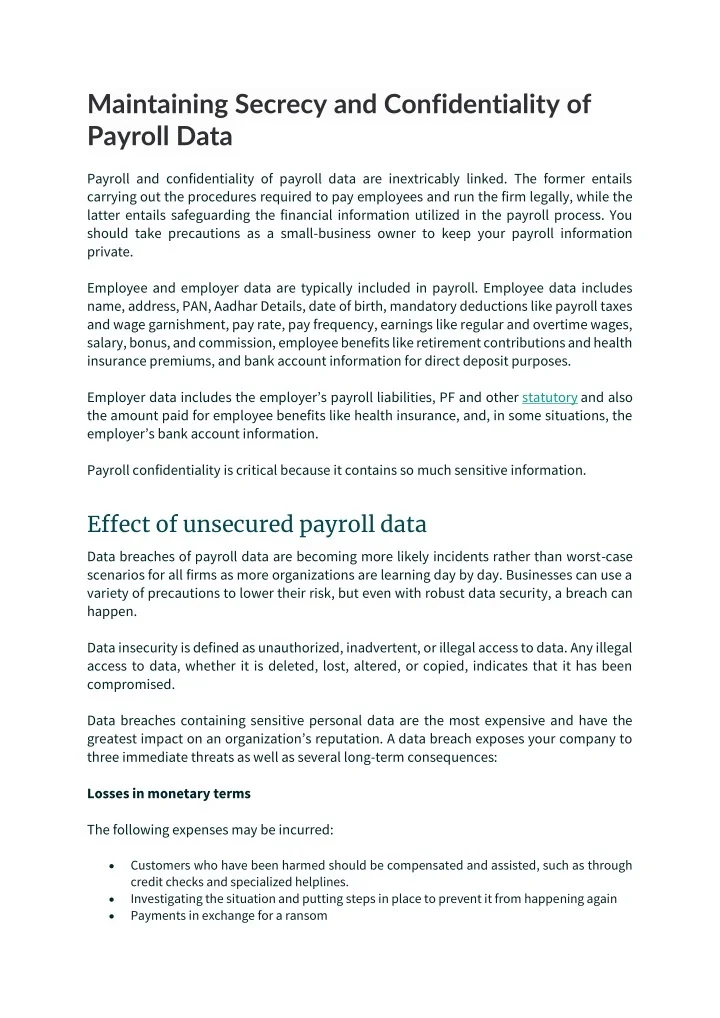 PPT - Maintaining Secrecy and Confidentiality of Payroll Data ...