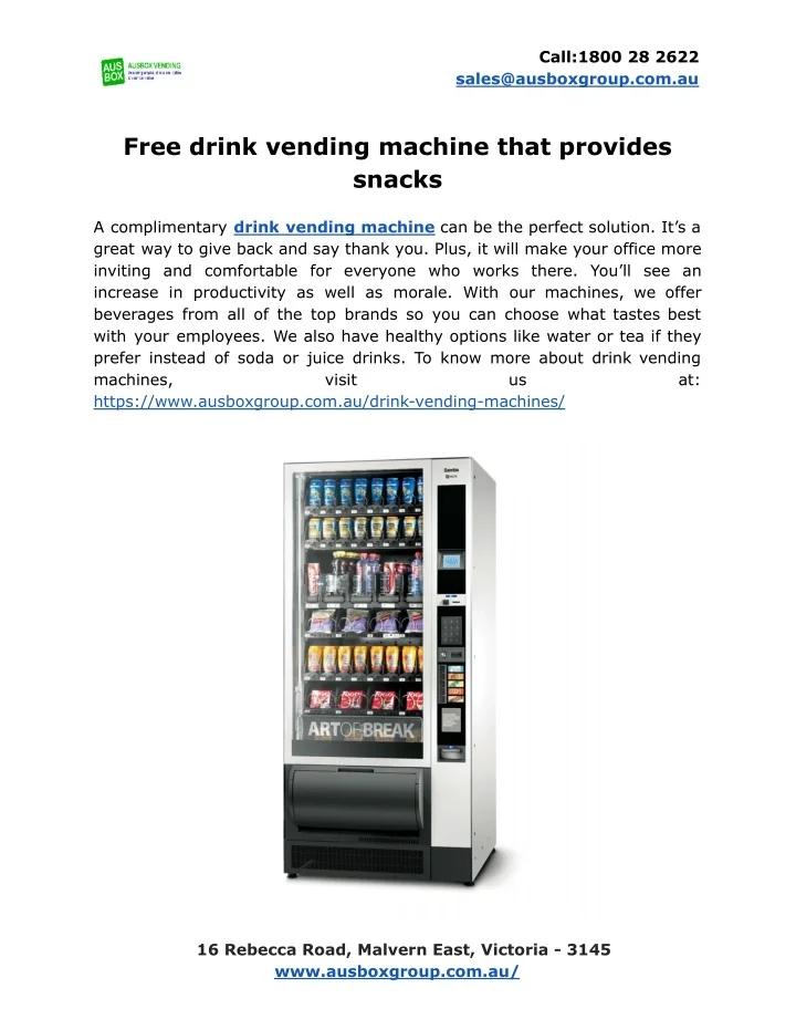 PPT - Free drink vending machine that provides snacks PowerPoint ...