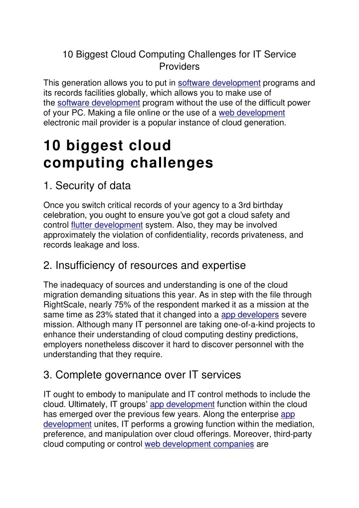 PPT - 10 Biggest Cloud Computing Challenges for IT Service Providers ...