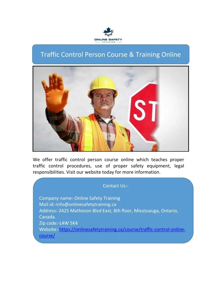 PPT - Traffic Control Person Course & Training Online PowerPoint ...