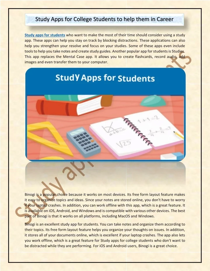 PPT - Study Apps for College Students to help them in Career PowerPoint ...