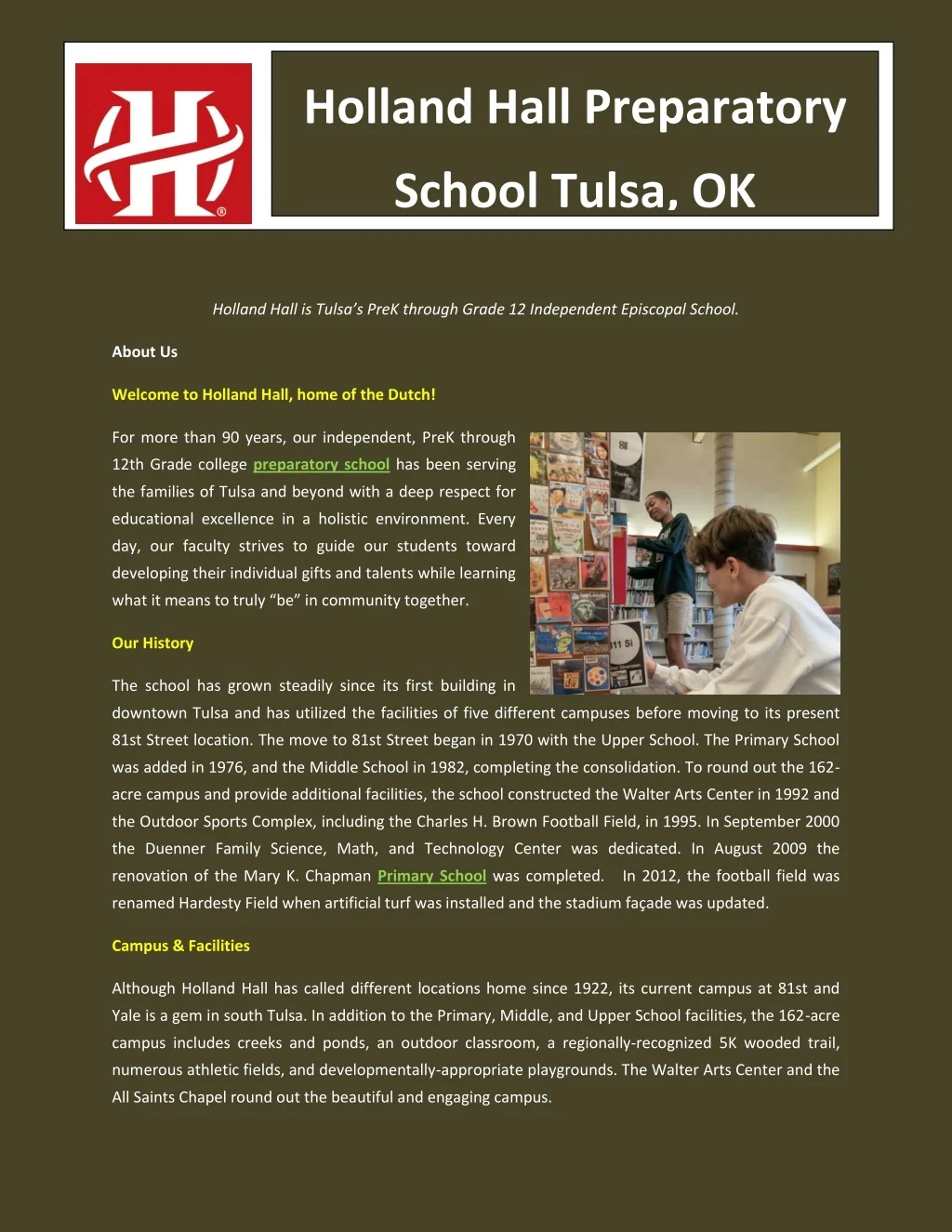 PPT - Holland Hall Preparatory School Tulsa, OK PowerPoint Presentation ...