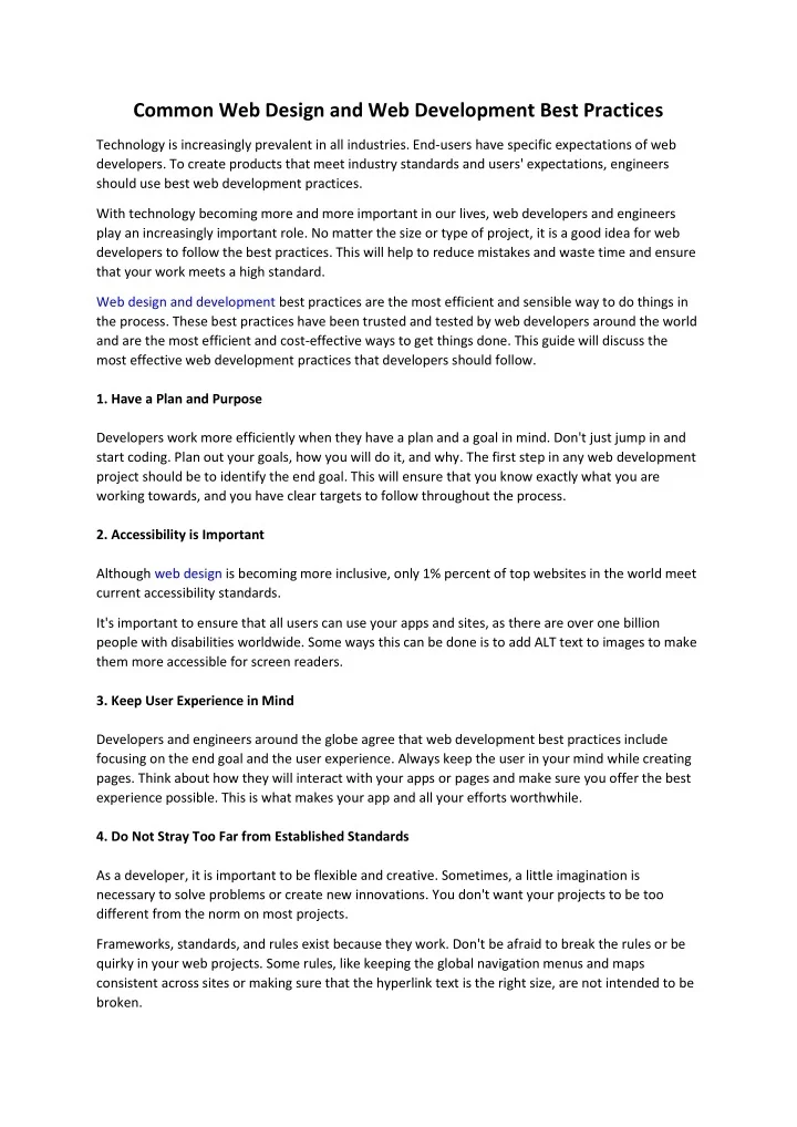 PPT - Common Web Design and Web Development Best Practices PowerPoint ...