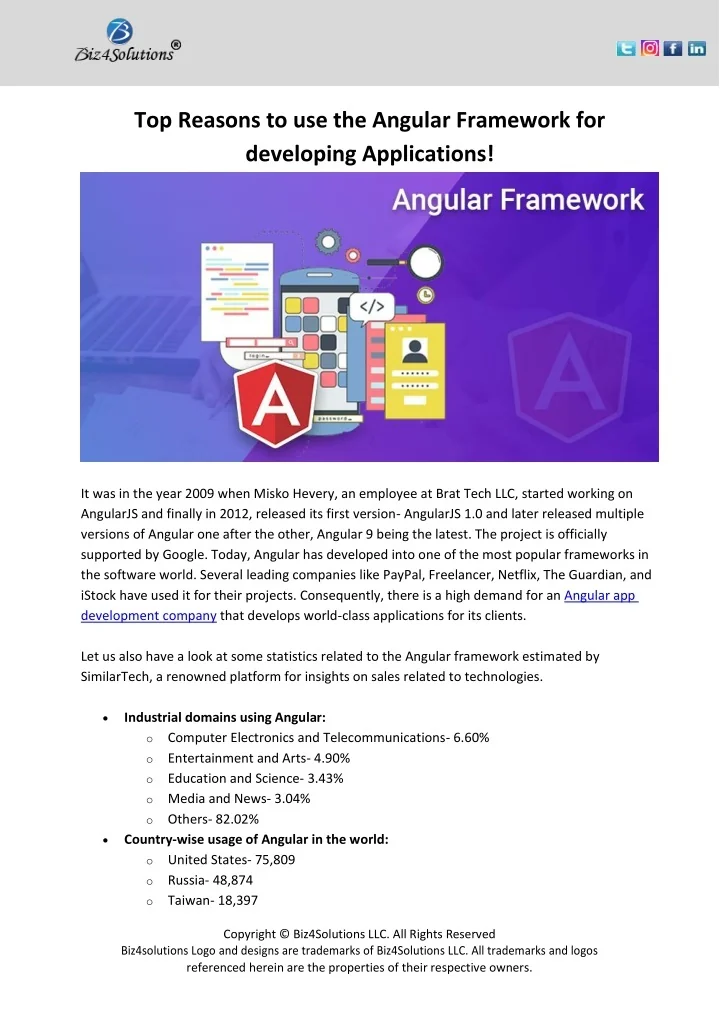 PPT - Top Reasons to use the Angular Framework for developing ...