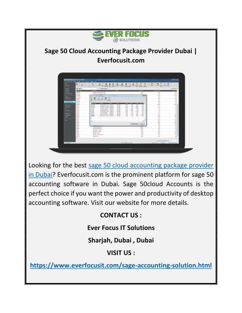 PPT - Sage 50 Cloud Accounting Package Provider Dubai | Everfocusit.com ...