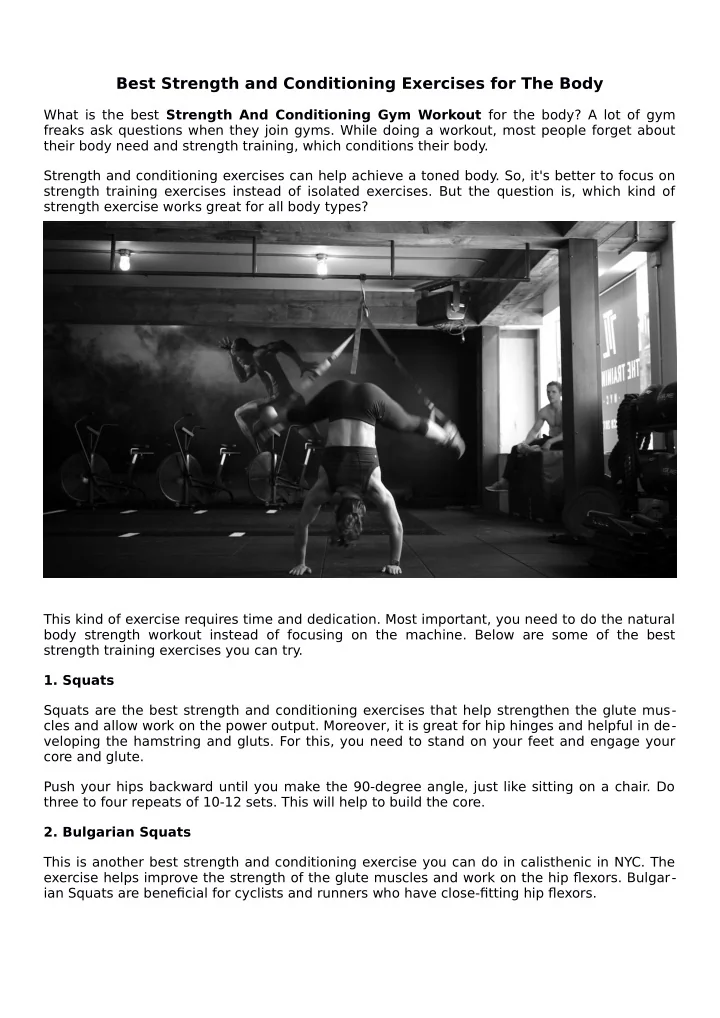 PPT - Best Strength and Conditioning Exercises for The Body PowerPoint ...