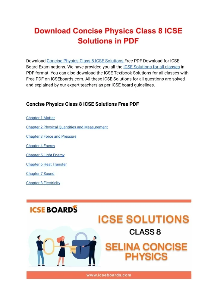 PPT - Concise Physics Class 8 ICSE Solutions Free PDF Download ...