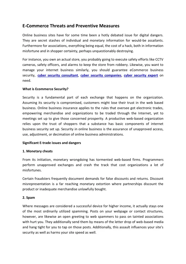 Ppt E Commerce Threats And Preventive Measures Powerpoint