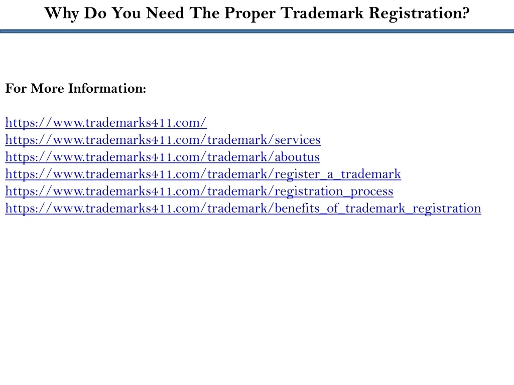 PPT - Why Do You Need The Proper Trademark Registration? PowerPoint ...