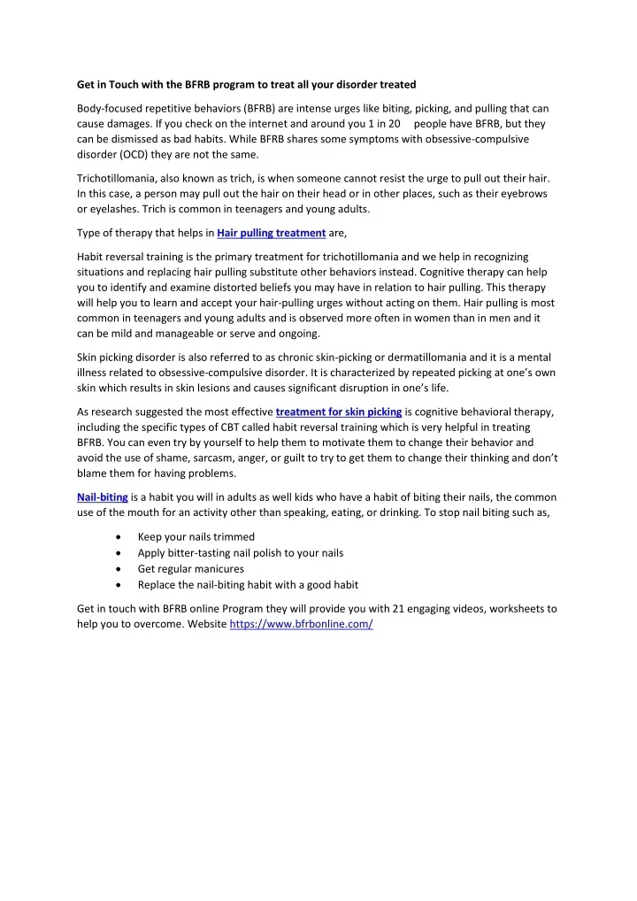 PPT - BFRB online program PowerPoint Presentation, free download - ID ...
