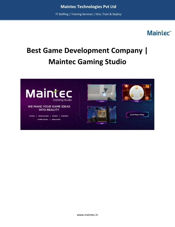 PPT - Game Development company-Maintec Gaming Studio PowerPoint ...