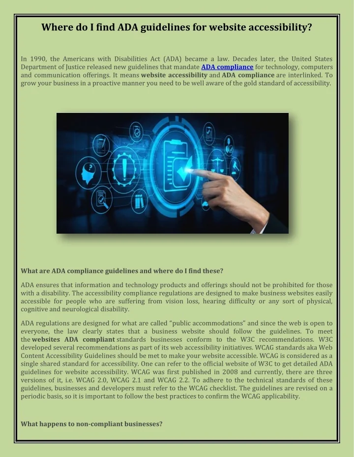 PPT - Where do I find ADA guidelines for website accessibility ...