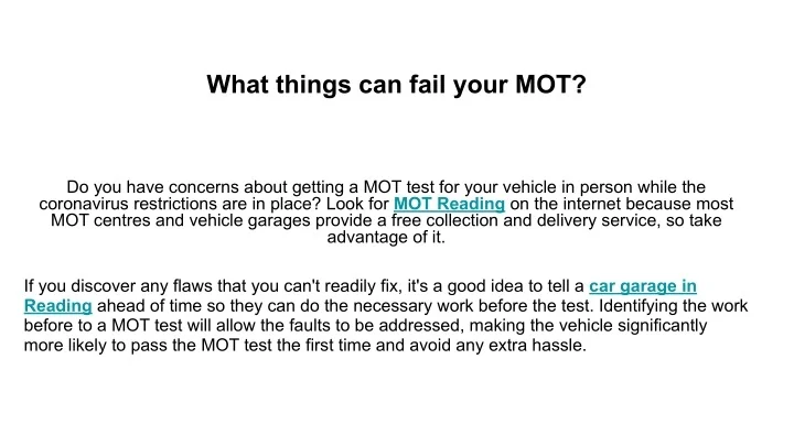 PPT - What things can fail your MOT_ PowerPoint Presentation, free ...