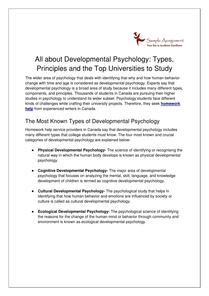 PPT - All about Developmental Psychology Types, Principles and the Top ...