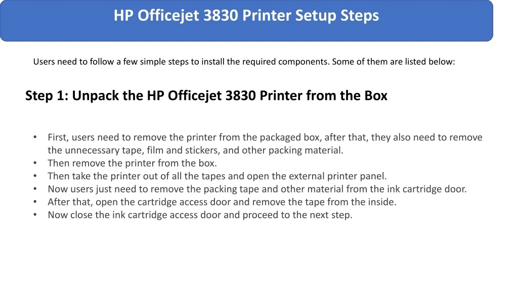PPT - How to Setup HP Officejet 3830 Wireless printer - HP Officejet ...