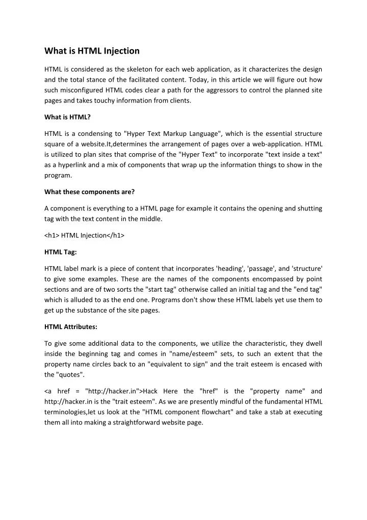 Html Injection. What Is Html Injection? – GIAU