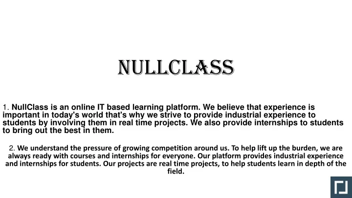 PPT - NullClass - New Age Real-Time Project Platform PowerPoint ...