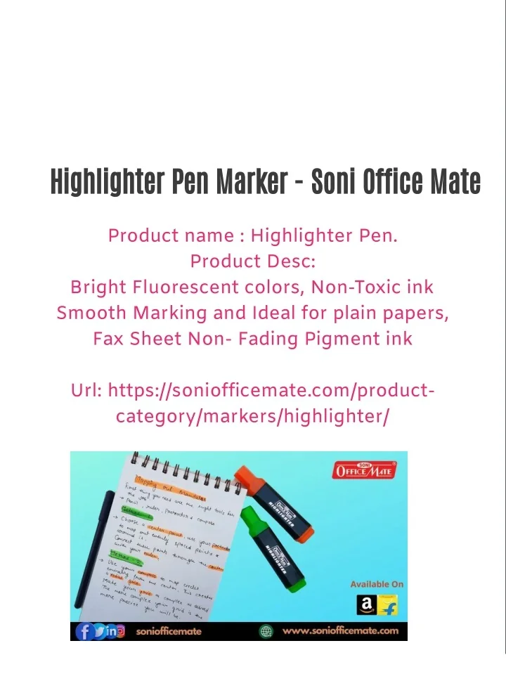 PPT - Highlighter Pen Marker - Soni Office Mate PowerPoint Presentation ...