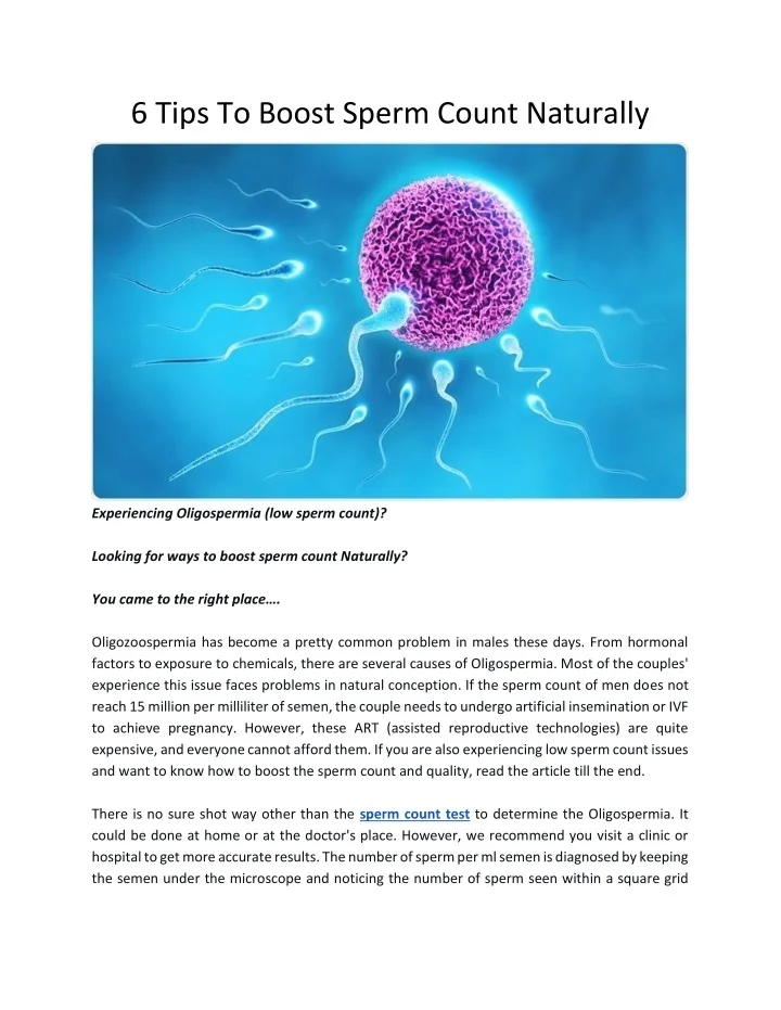 PPT - 6 Tips To Boost Sperm Count Naturally PowerPoint Presentation ...