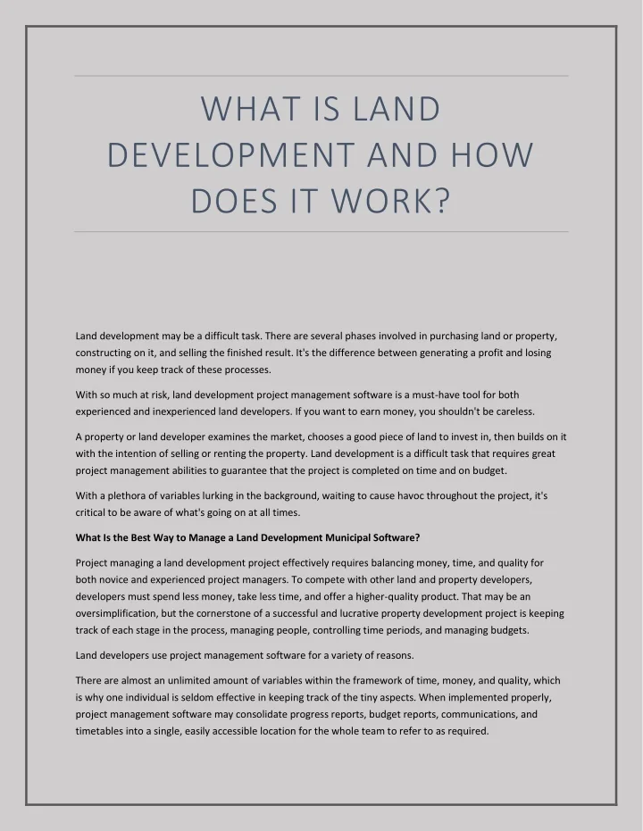 PPT - What Is Land Development and How Does It Work PowerPoint ...