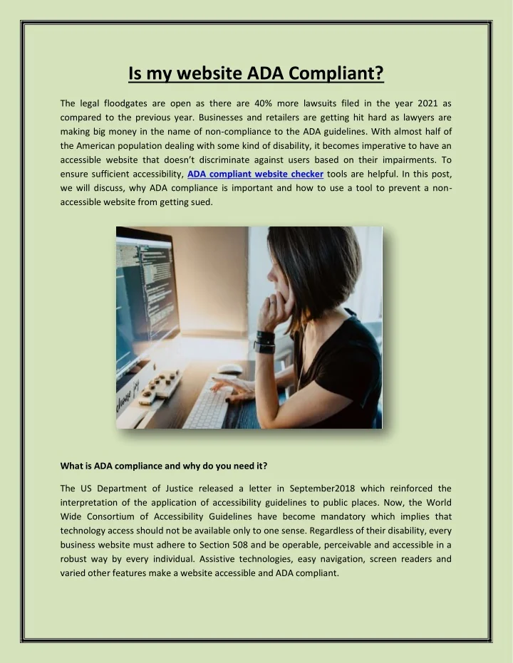 PPT - Is my website ADA Compliant PowerPoint Presentation, free ...