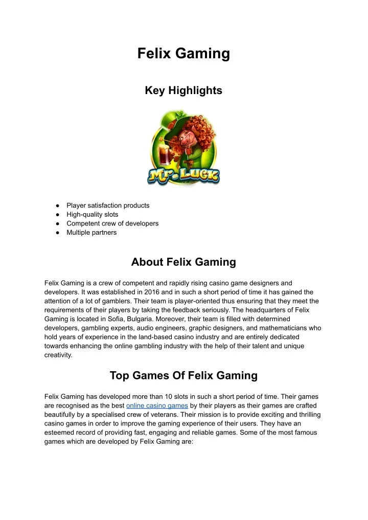 PPT - Casino Game Provider - Felix Gaming PowerPoint Presentation, free ...