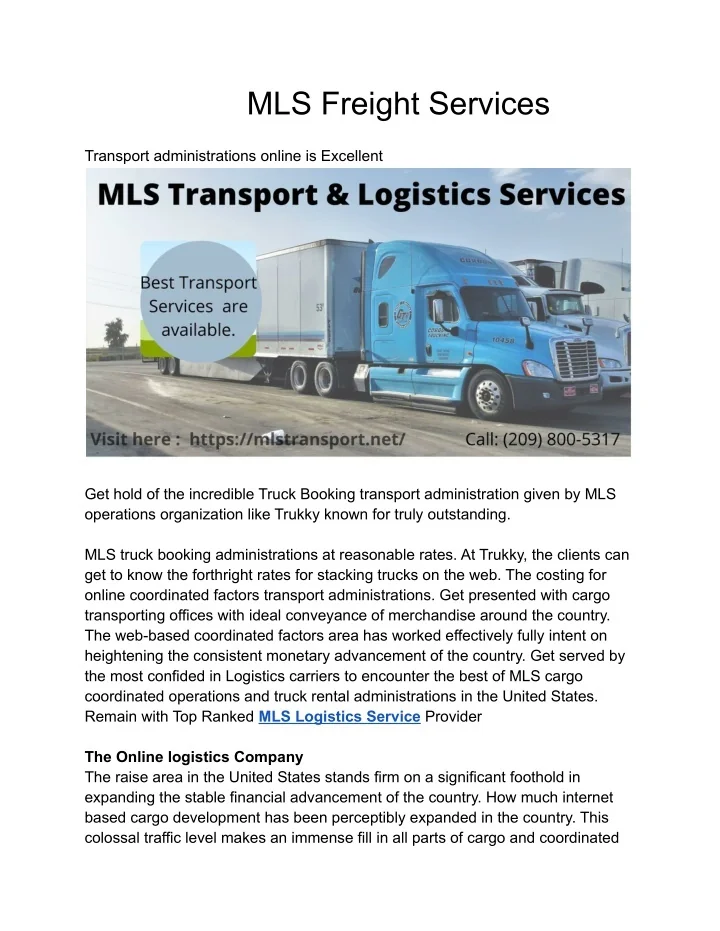 PPT - MLS Freight Services- MLS Transport Services PowerPoint ...