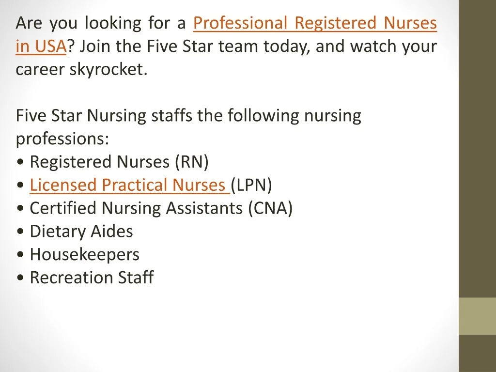 PPT - Get the best Professional Registered Nurses in USA ...contact ...