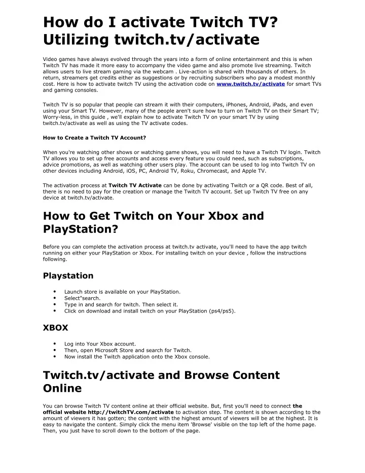 PPT - twitch.tv/activate PS4 PowerPoint Presentation, free download - ID:11069679