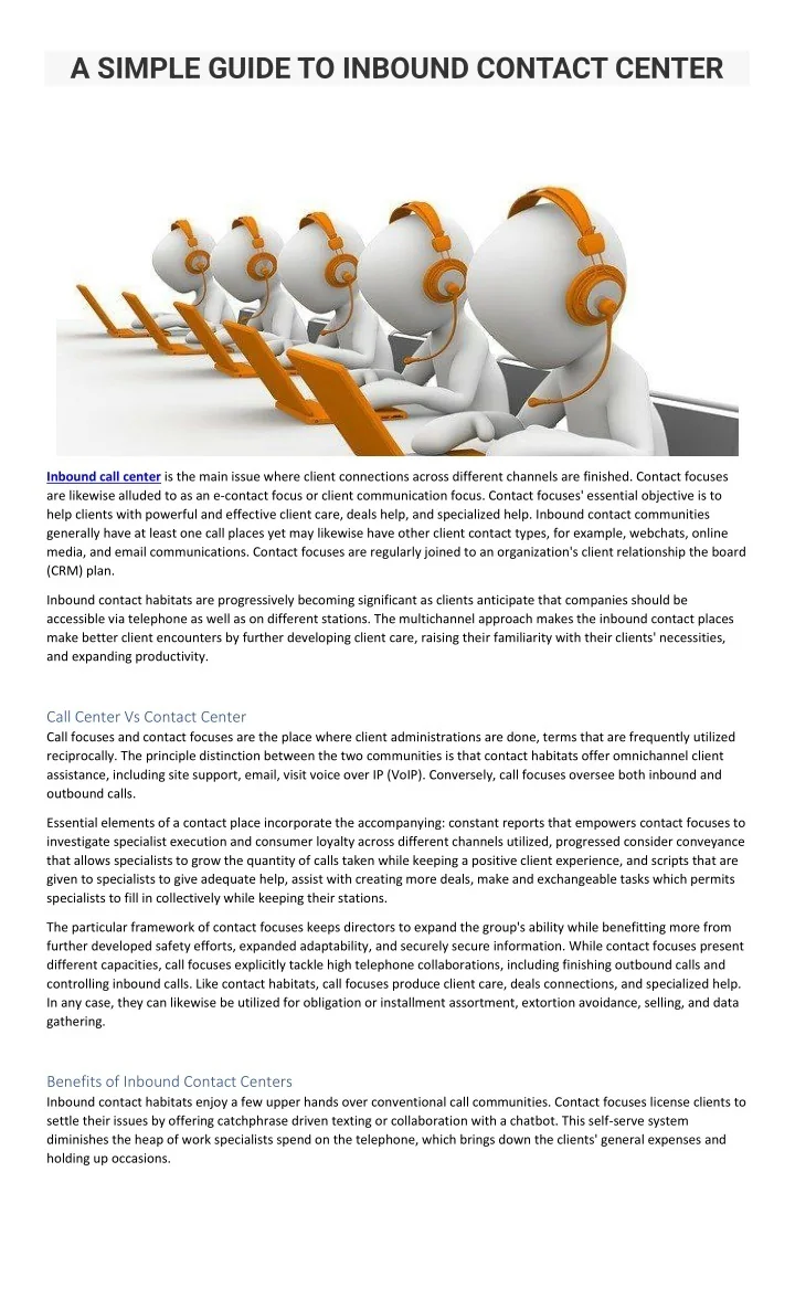 PPT - A SIMPLE GUIDE TO INBOUND CONTACT CENTER.docx PowerPoint ...