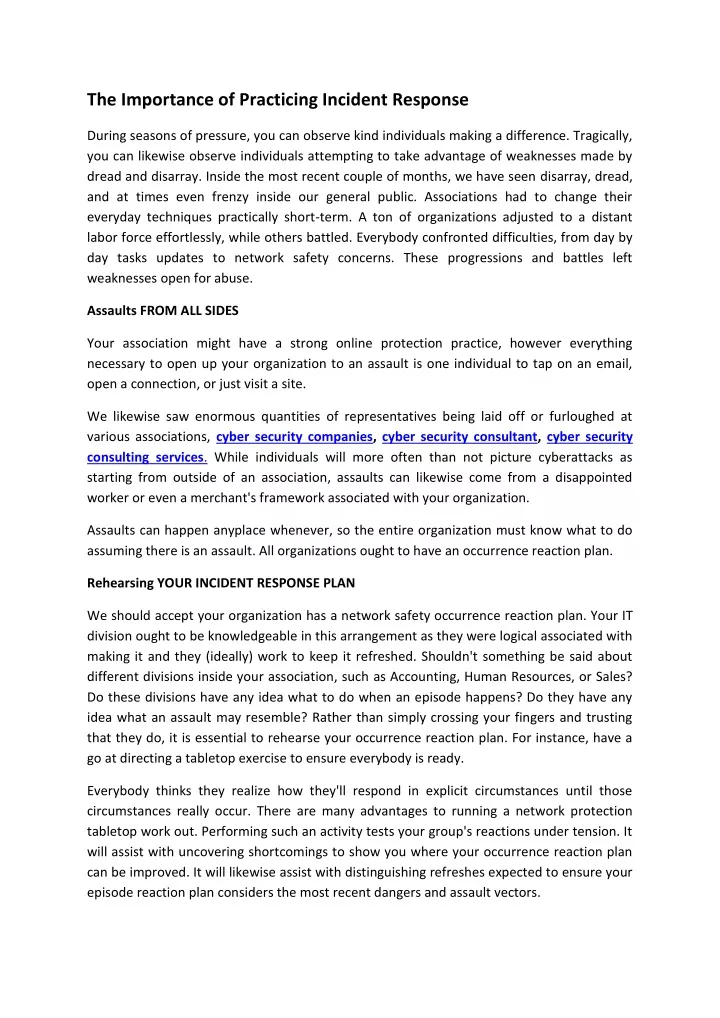 PPT - The Importance of Practicing Incident Response PowerPoint ... PPT - The Importance of Practicing Incident Response PowerPoint ...
