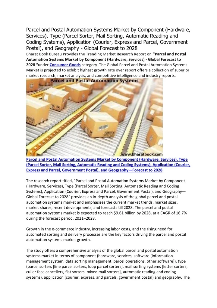 PPT - Parcel and Postal Automation Systems Market by Component ...