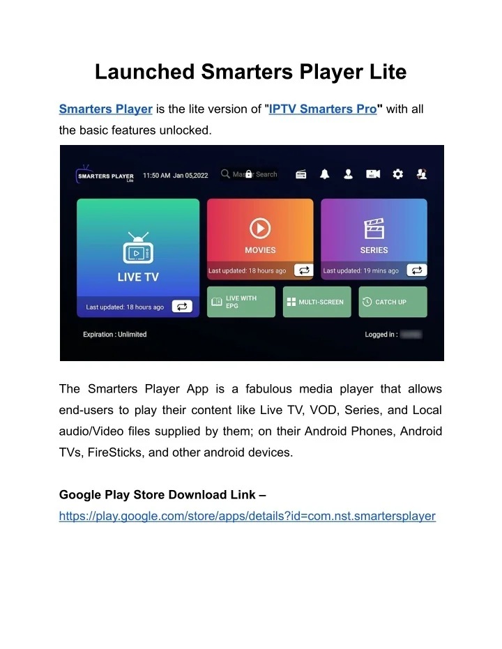 PPT - Launched Smarters Player Lite PowerPoint Presentation, free ...