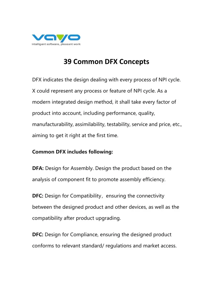 PPT - 39 Common DFX Concepts -- Vayo Technology PowerPoint Presentation ...