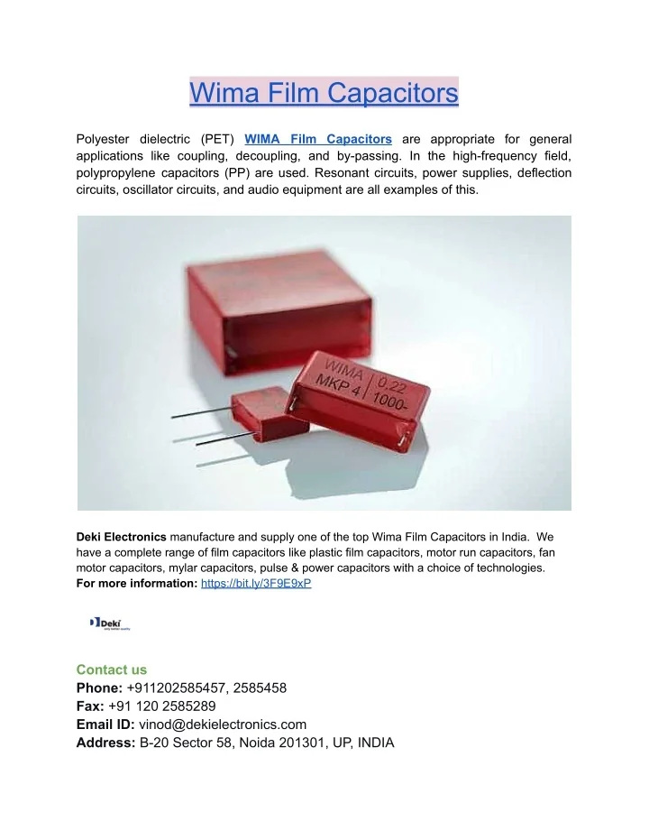PPT - Wima Film Capacitors PowerPoint Presentation, free download - ID ...