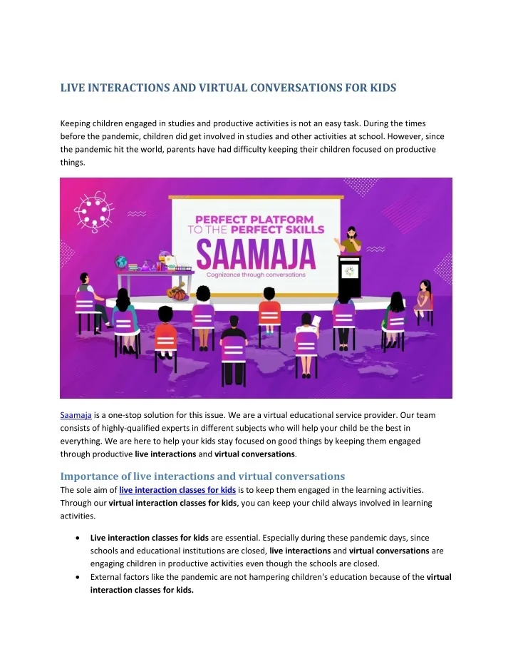 PPT - LIVE INTERACTIONS AND VIRTUAL CONVERSATIONS FOR KIDS-converted ...