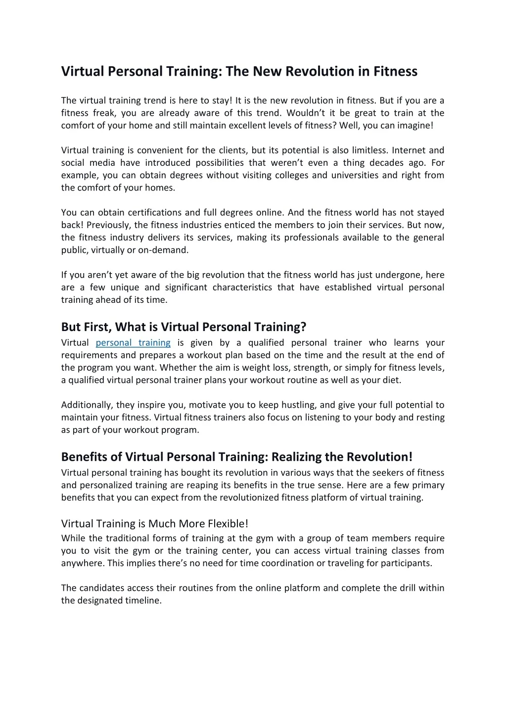 PPT - Virtual Personal Training The New Revolution in Fitness ...