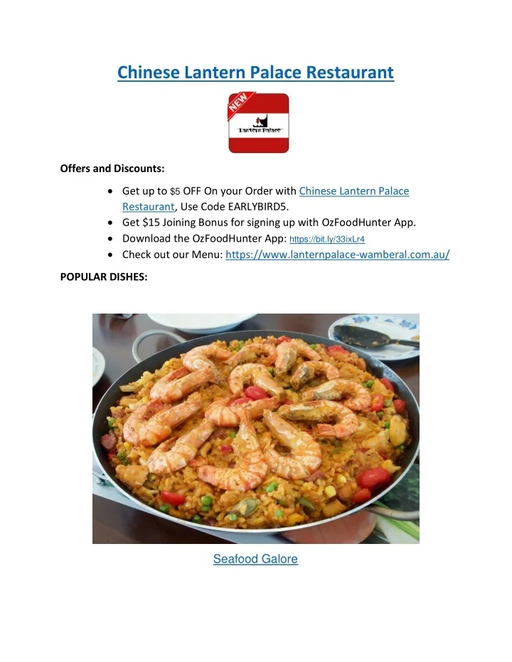 PPT - 5% Off- Lantern Palace Chinese Wamberal Restaurant Menu NSW ...